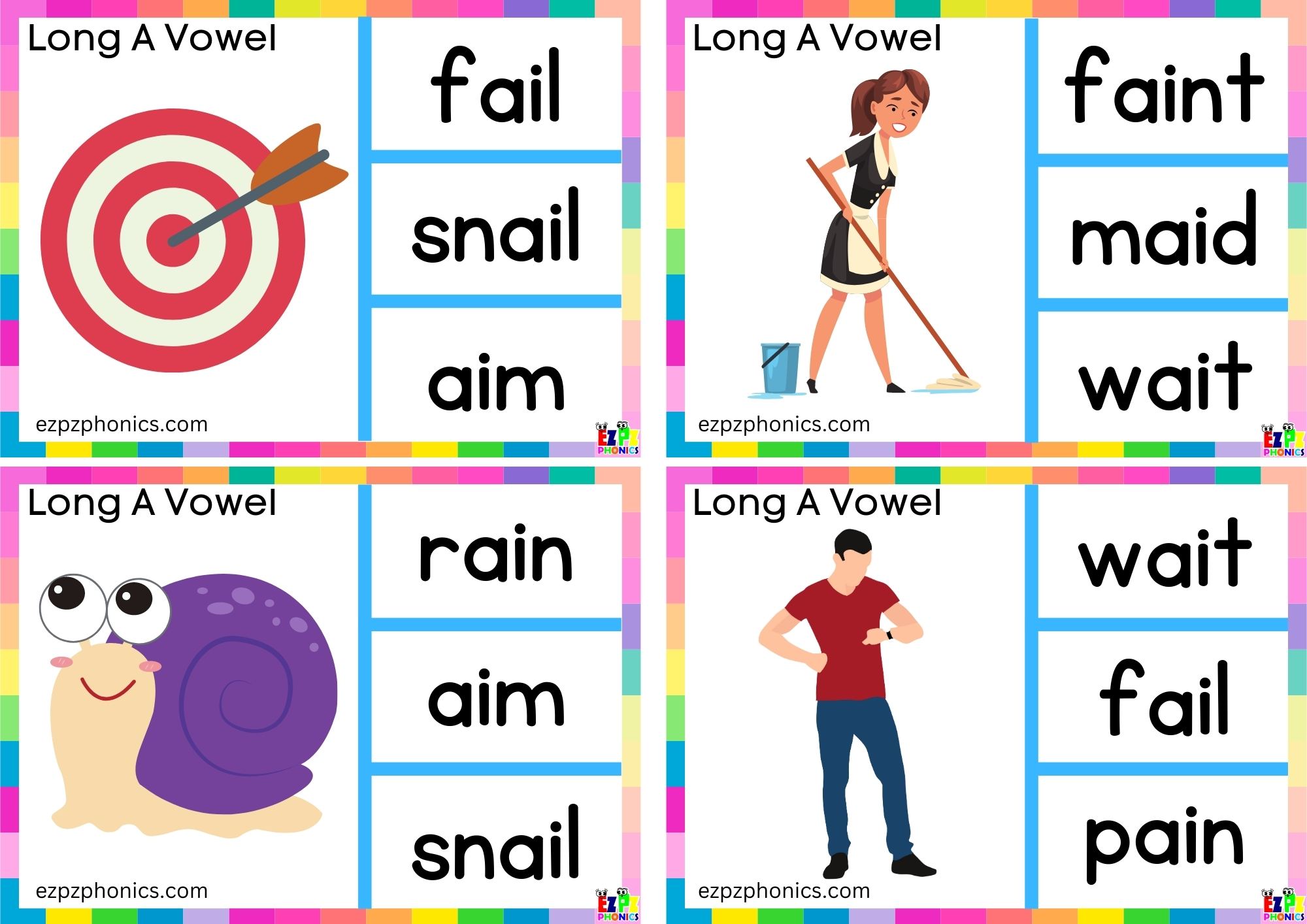 Long a vowel ai words Look at the image and clip the correct word Clip cards group 2 ...
